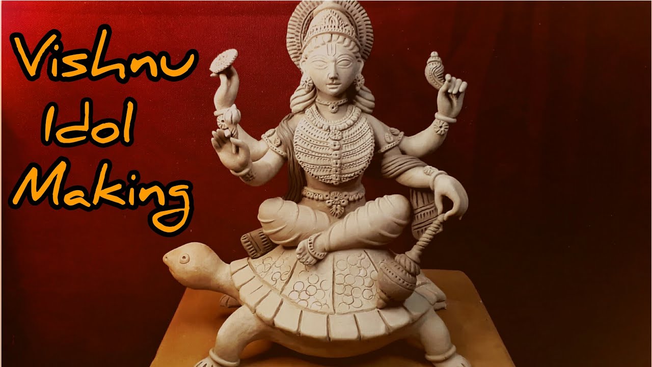 How to make Vishnu idol with Clay. It is a Kurma Avatar.Mitti se Vishnu ...