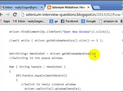 Handle multiple browser windows in Selenium Webdriver - YouTube