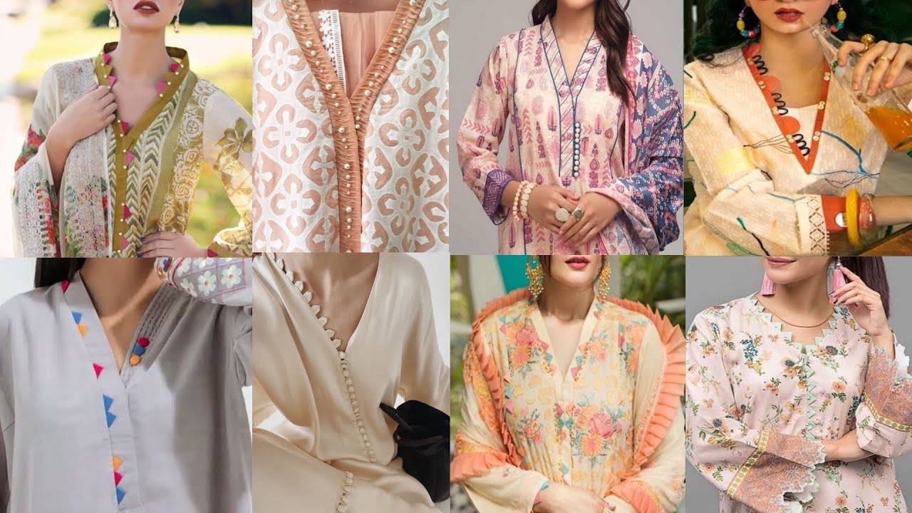 Latest V neck designs for kurtis | Simple V neck designs | Samfree ...