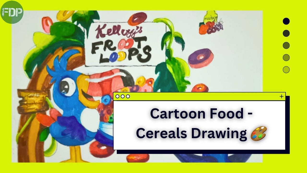 How to Draw Cartoon Food Kellogg's Froot Loops Cereal with Toucan Sam ...