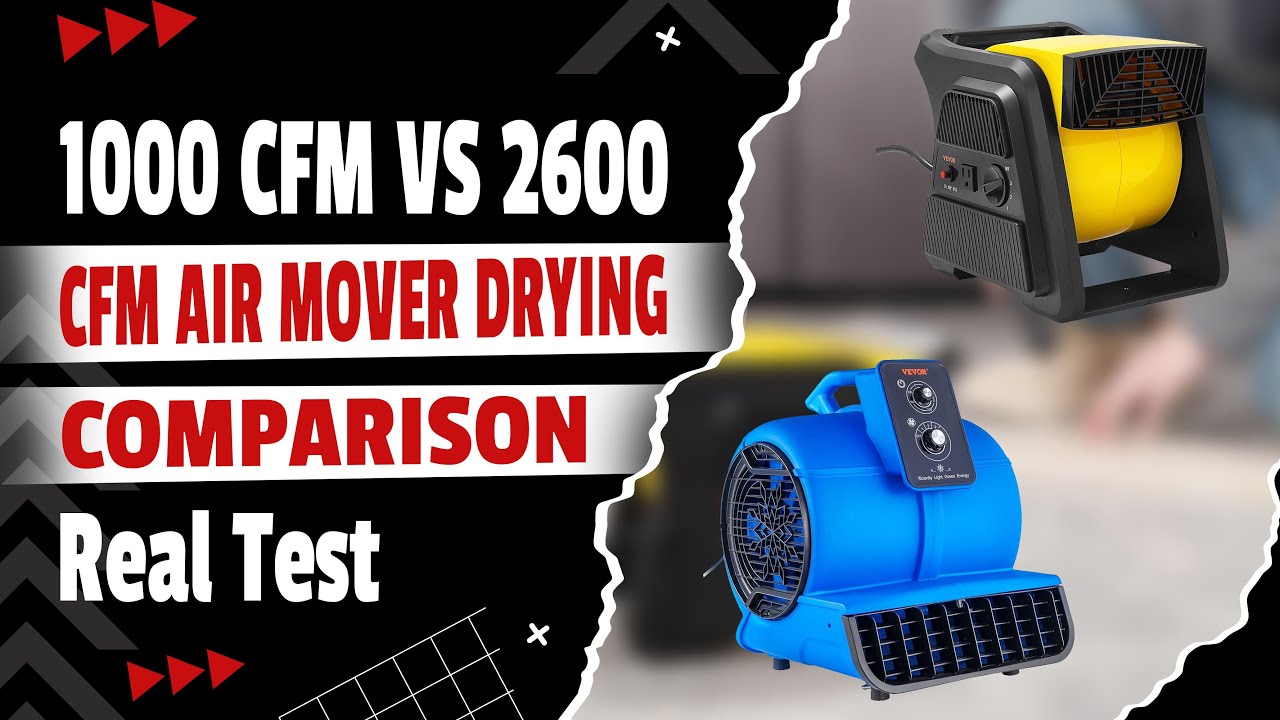 1000 CFM vs 2600 CFM Air Mover Comparison for Carpet Drying - YouTube