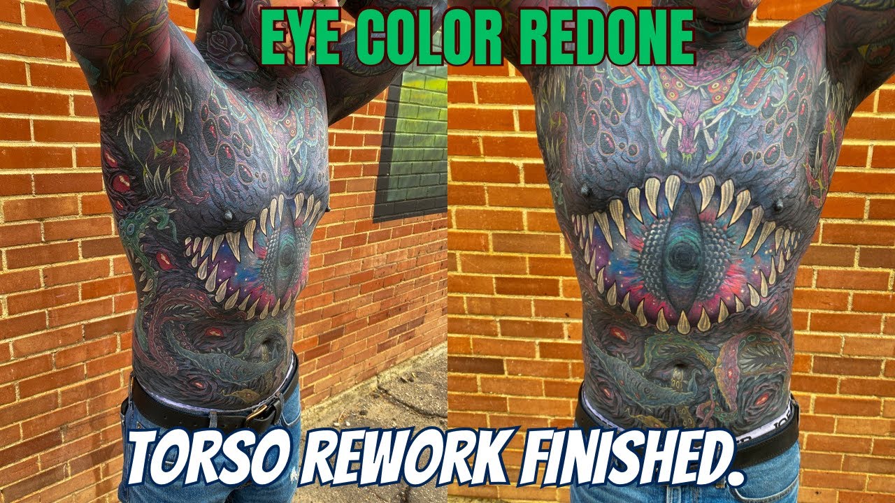 Torso black on color on white and black on black finished, and eye ...