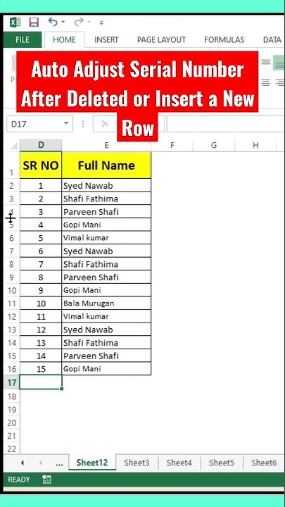 Auto serial No in Excel After Deleting or Inserting a new RawAuto Update Serial No in Excel # ...