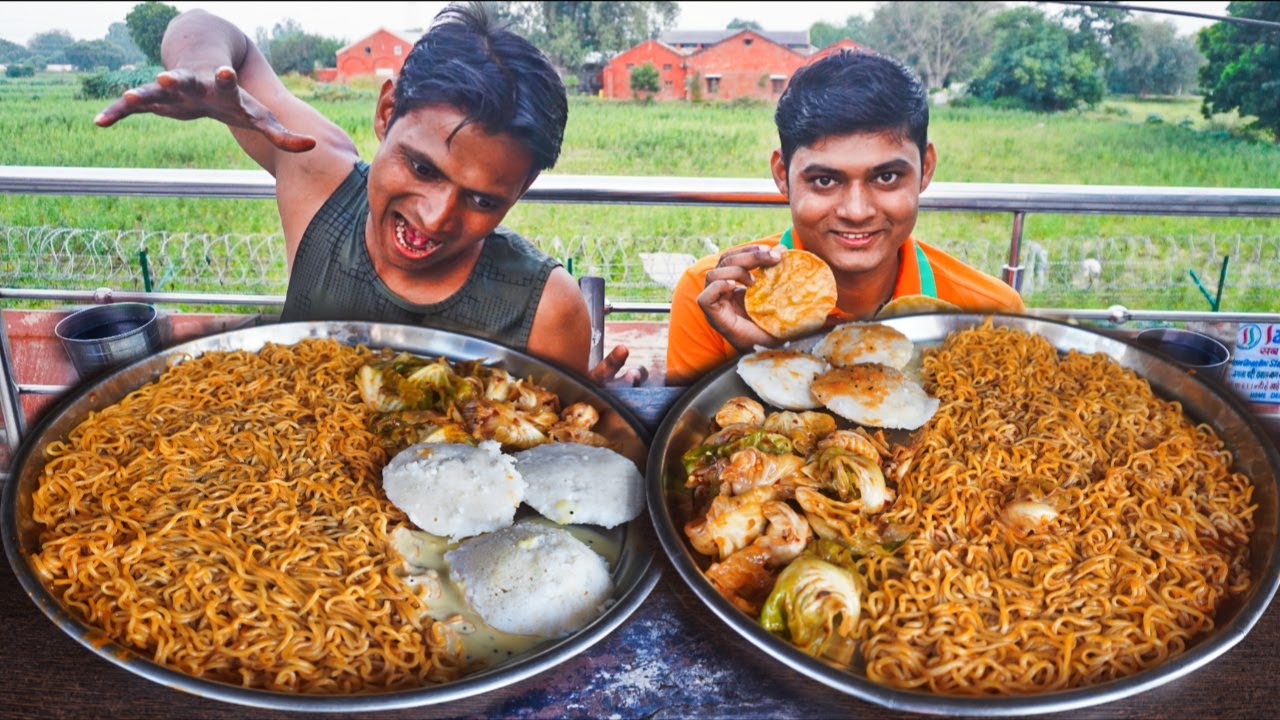 Korean Kimchi Noodles with Rice Ball Eating Challenge | Korean Food ...