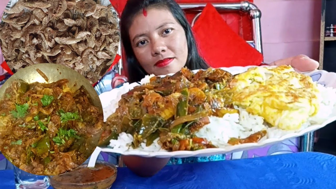 Jhinge macha ra baigun ko sabji gundruk ko jhol sanga khana - YouTube