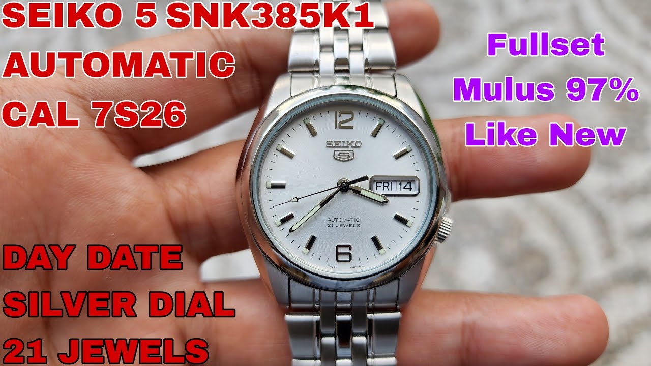 SOLD SEIKO 5 AUTOMATIC SNK385K1 SILVER FULLSET MULUS LIKE NEW GARANSI ...