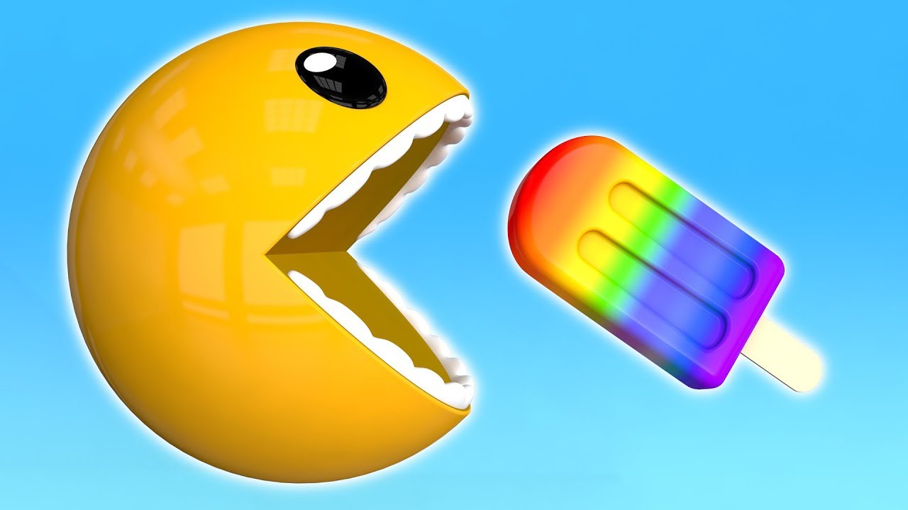 Learn Colors with 3D Pacman eat Colorful Ice Cream Bar for kids - YouTube
