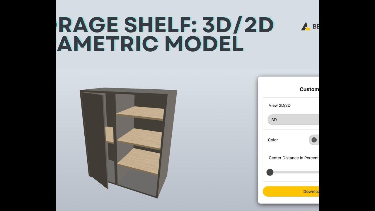 BeeGraphy 3D Parametric Configurator/ BeeGraphy 3D Model Marketplace/ Storage Shelf 3D/2D Model ...