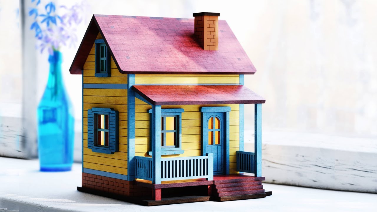 Miniature Wooden House Laser Cut File – DIY 3D Model, Cute Painted ...
