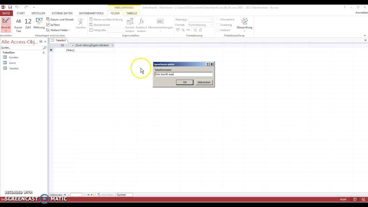 Access Datenbank aufbauen - YouTube