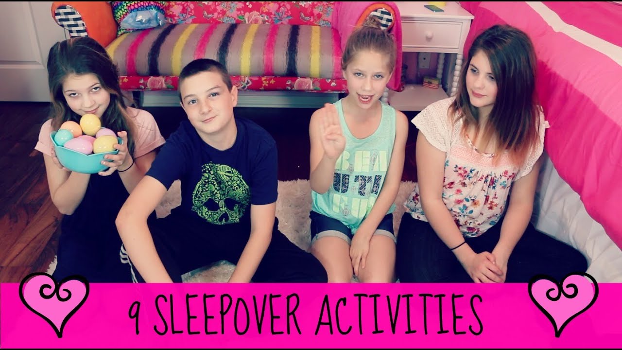 9 Sleepover Activities | Fun in the pool, trampoline & filming with ...
