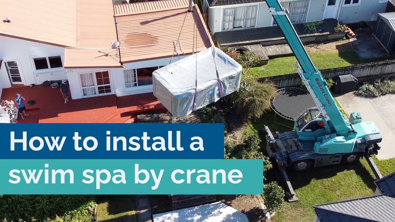 Start to finish swim spa installation with a crane - YouTube