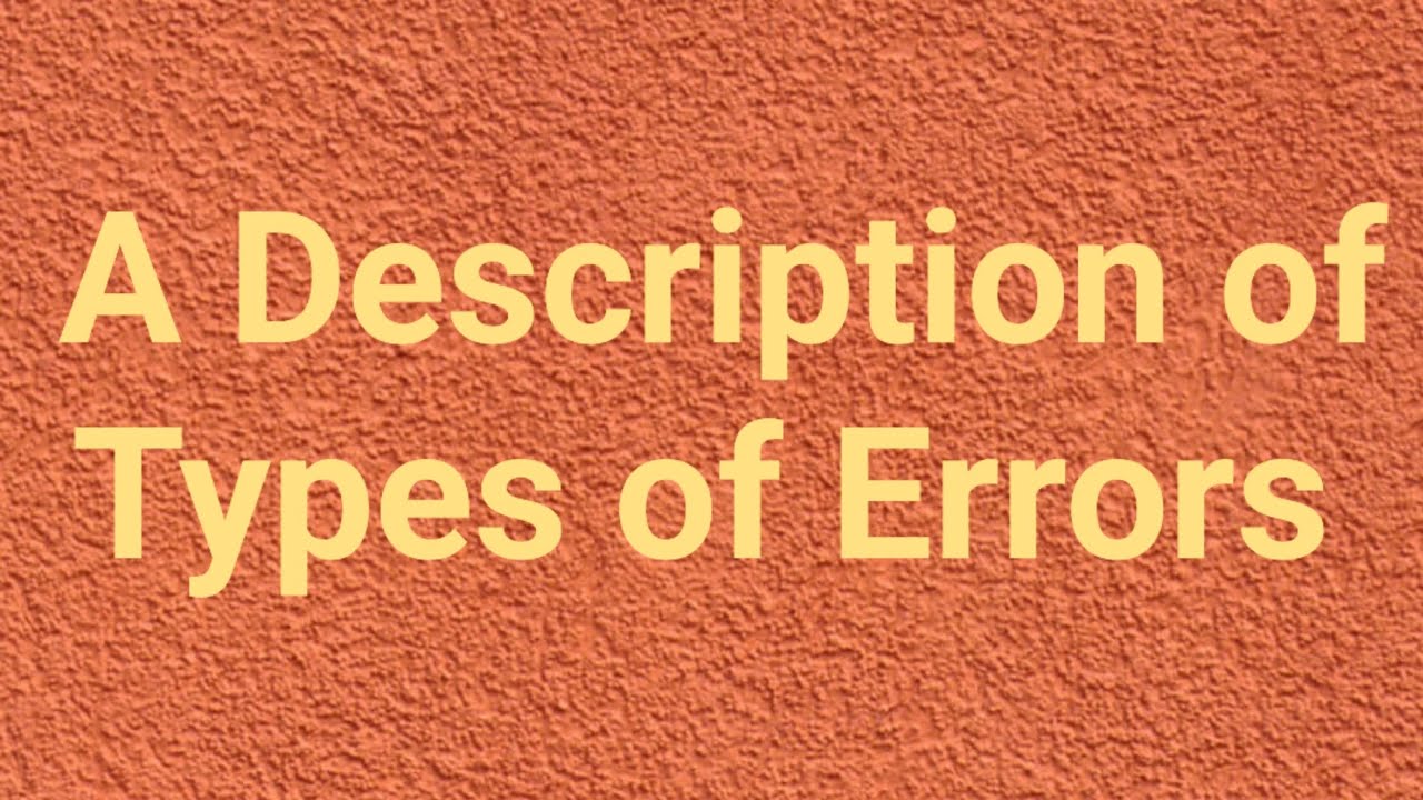 Description of Types of Errors for Rectification (Accountancy) Class XI ...