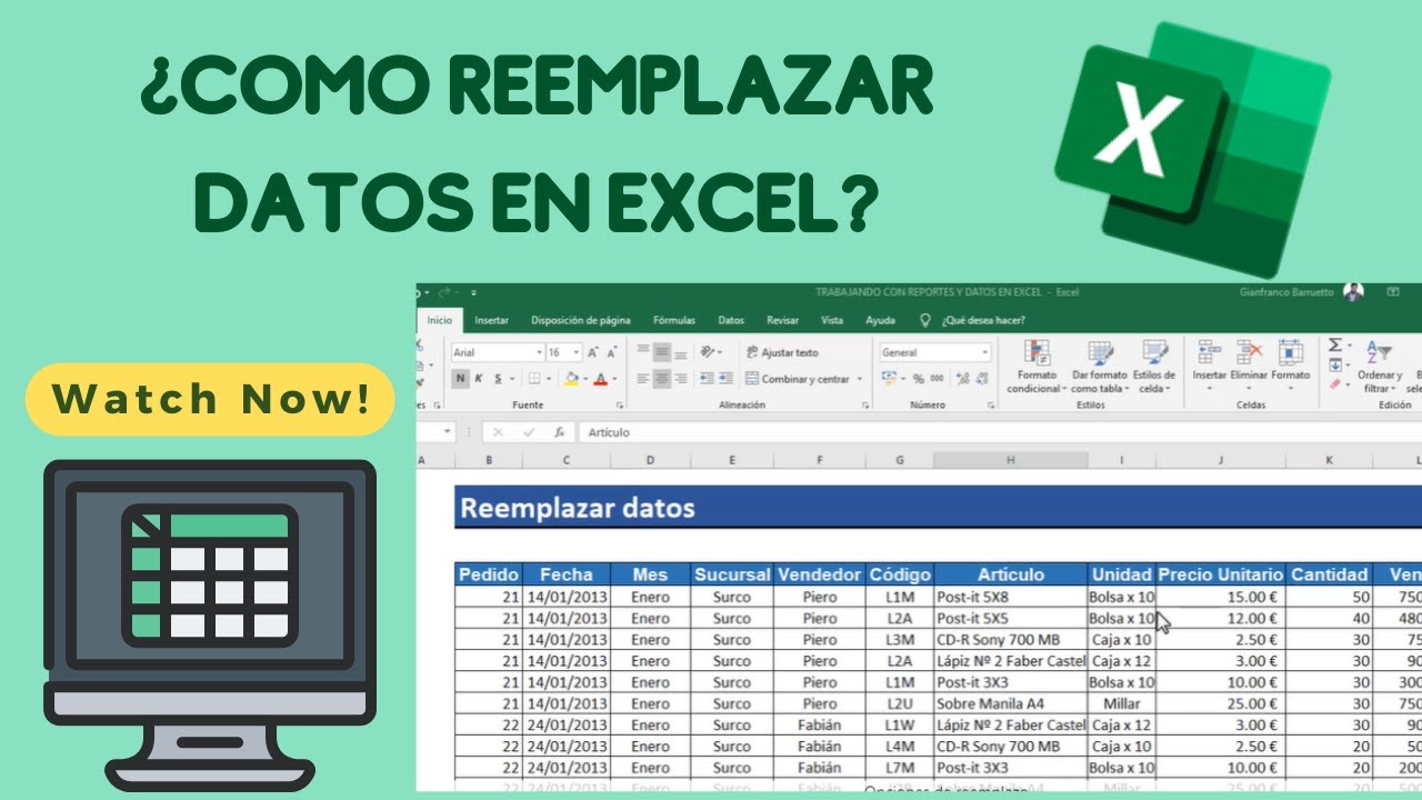 Como reemplazar datos en Excel 📊 - YouTube
