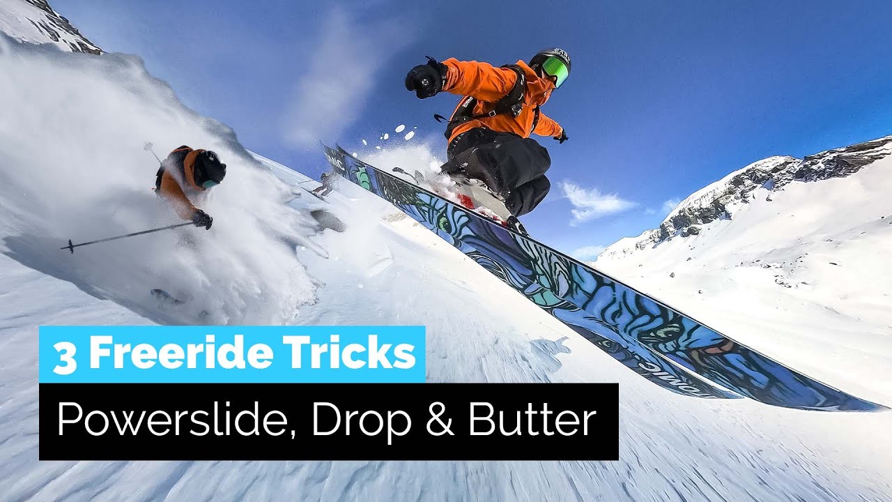 3 Easy Freeride Tricks on Skis | Powerslide, Drop & Butter - YouTube