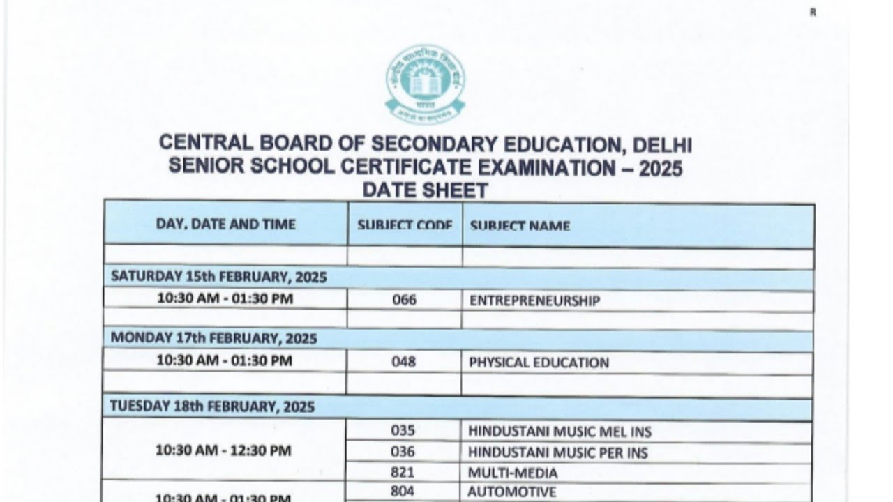 CBSE Class 10 and 12 Date Sheet Board Exams 2025🔥 ।। Cbse new notice ...
