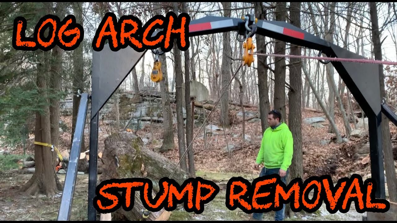 #70 Tree Stump Removal with Sure-Trac Dump Trailer and Custom Log Arch ...