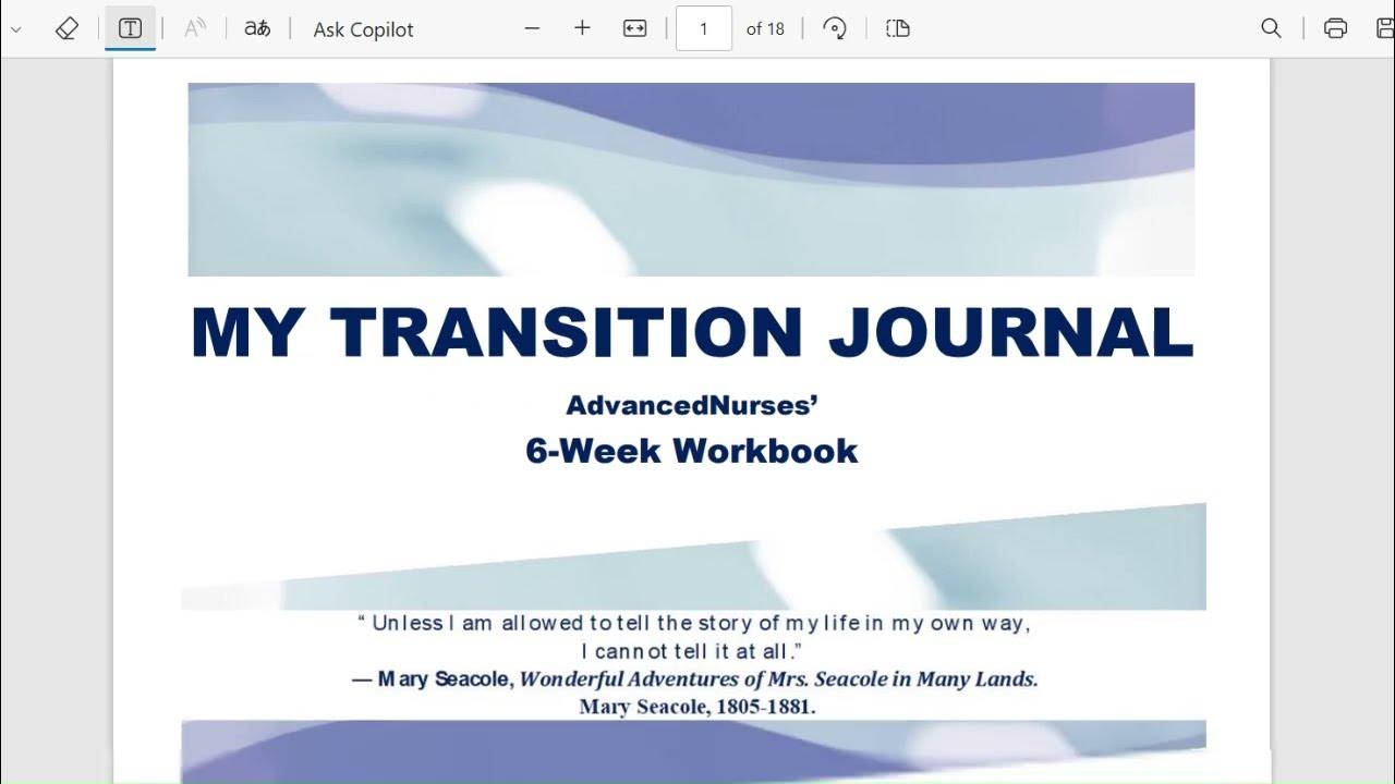 "My Transition Journal" Workbook. Download journal. Week 1 Journal ...