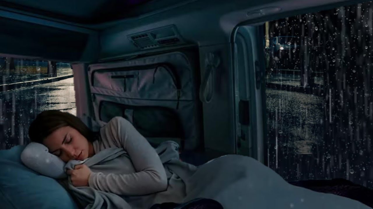 Sleeping in a Cozy car cabin during Torrential Rain on Car,Beat ...