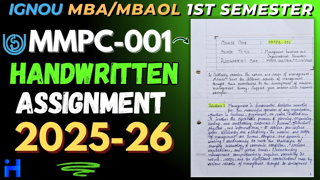 MMPC-001 HANDWRITTEN SOLVED ASSIGNMENT 2025-26 | IGNOU MBA / MBAOL 1ST SEM SOLVED ASSIGNMENT ...