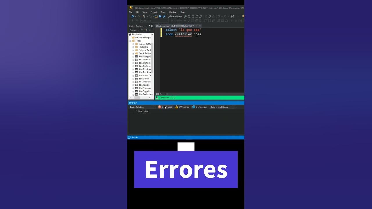 Detecta errores en SQL Server | Error List #sql #sqlserver #sqlservermanagementstudio - YouTube