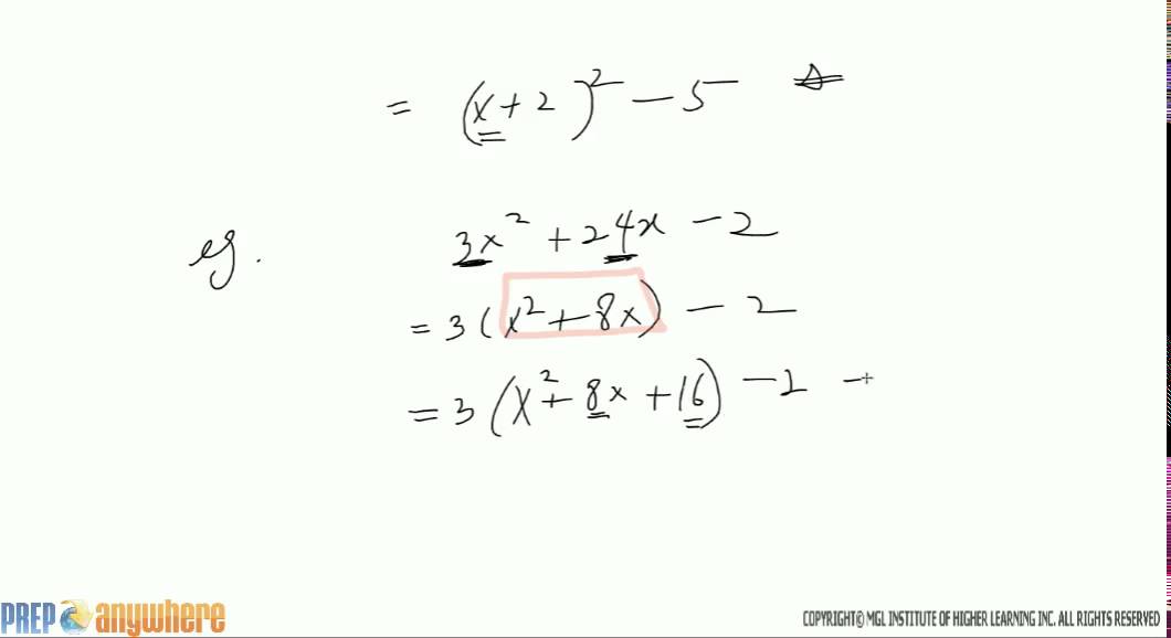 3. Completing the Square ax^2 + bx + c form - YouTube