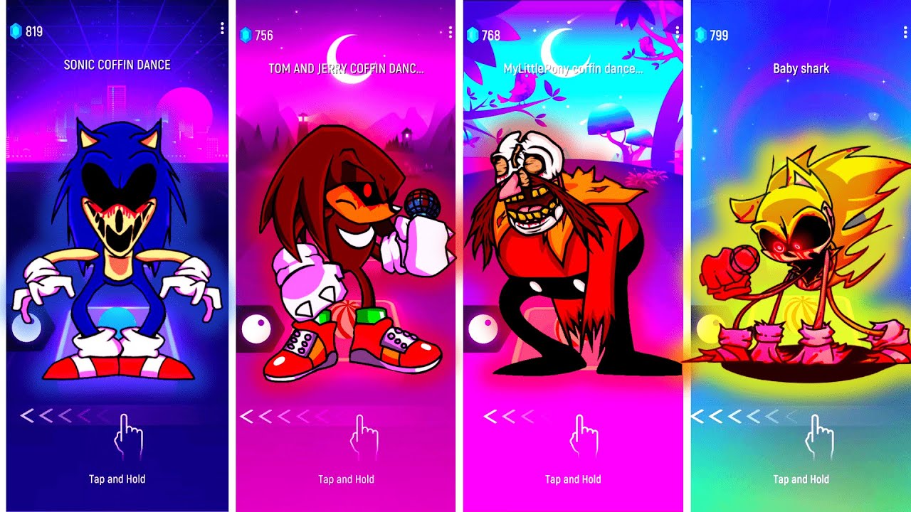 Sonic FNF vs Knuckles FNF vs Eggman FNF vs Super Sonic FNF Tiles Hop ...