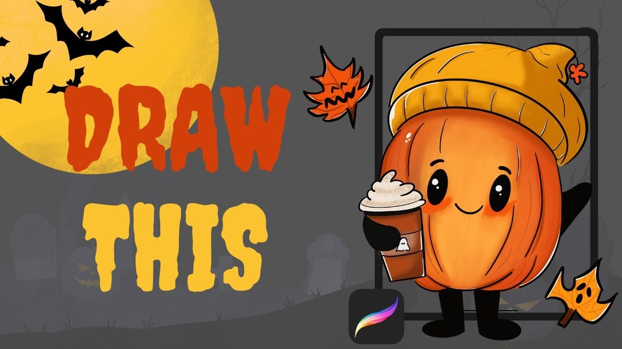 How to draw a cute HALLOWEEN PUMPKIN - YouTube