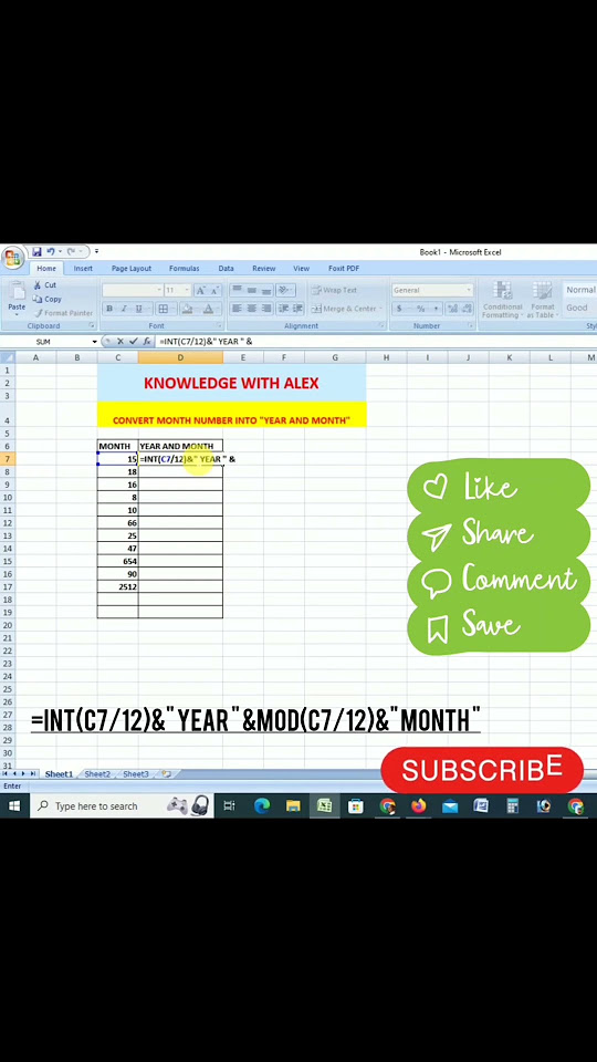Convert Month Number To Month Name And Year In Excel Exceltips Excelshorts Shorts Viral