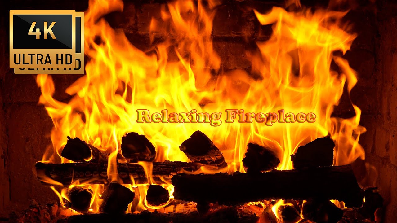Relaxing Fireplace 4K. Relaxing Fire Burning Video & Crackling ...