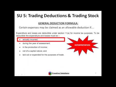 TAX2601 Business deductible expenses and trading stock treatment su5 ...