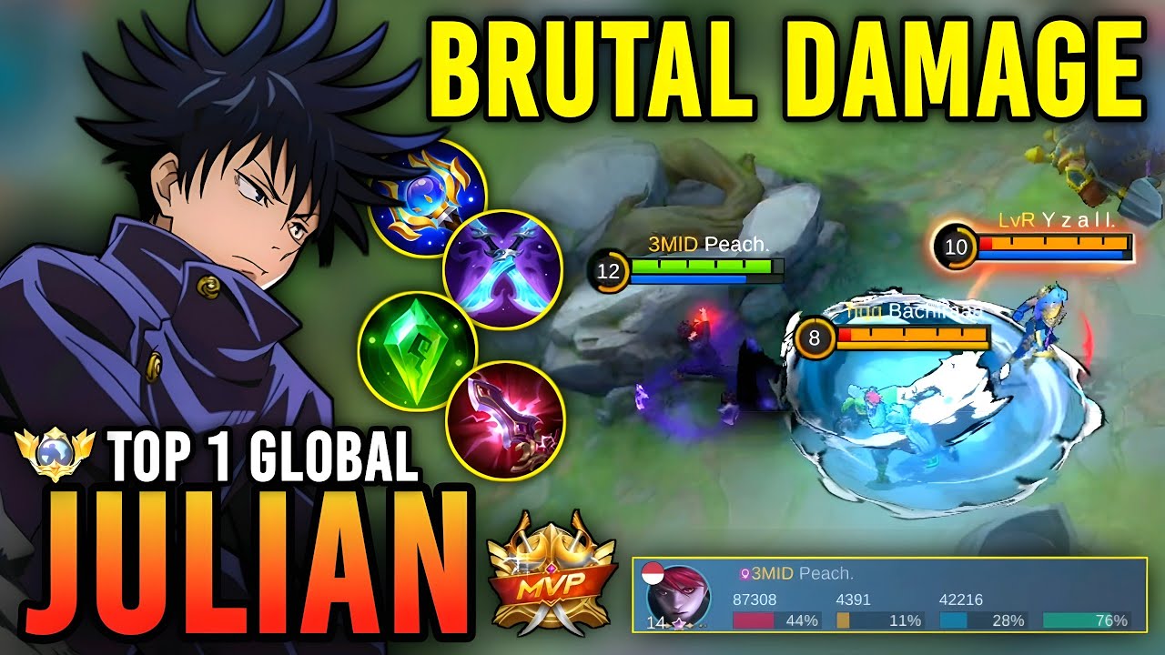BRUTAL DAMAGE!! JULIAN BEST BUILD 2023 | TOP 1 GLOBAL JULIAN GAMEPLAY ...
