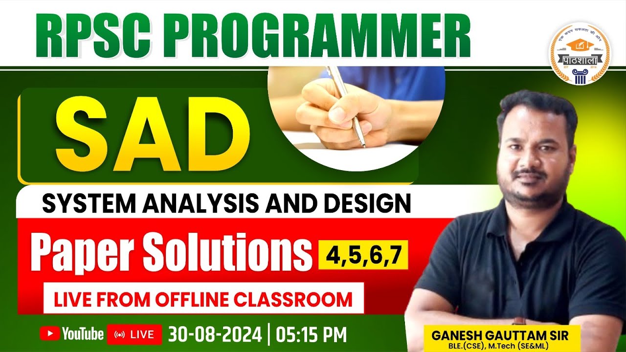 Rpsc Programmer Sad Paper Solution 4567 Live From Offline Classroom By Ganesh Gautam 0965