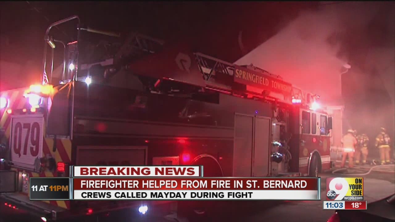 Firefighter helped from fire in St. Bernard - YouTube