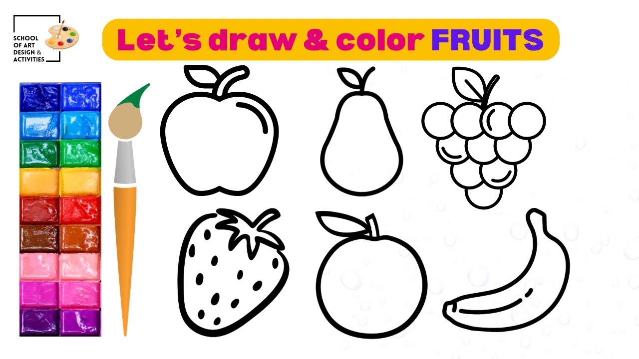 Fruits Drawing and Coloring | Fun Art for Kids | Easy Learning for Kids ...