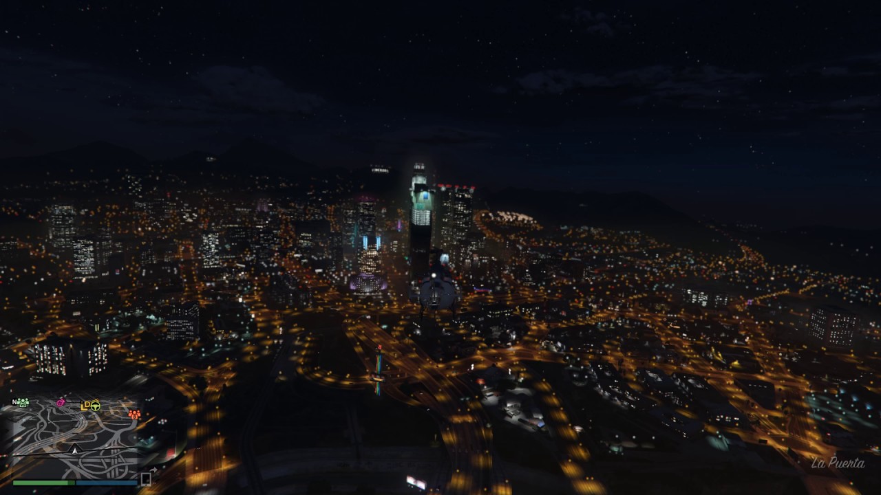 Grand Theft Auto V flying over Los Santos at night - YouTube