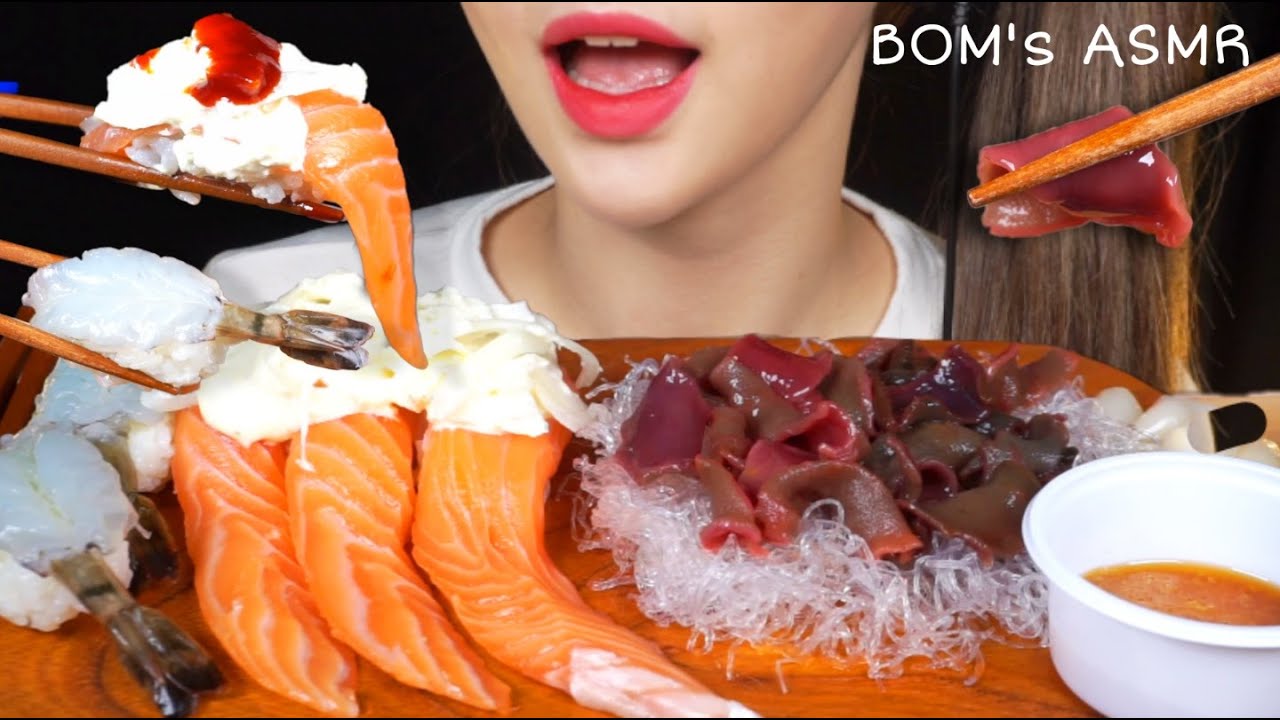 해산물 ASMR 먹방 개불, 연어초밥, 새우초밥 먹방 Seafood Gaebul, Salmon Sushi, Shrimp ...