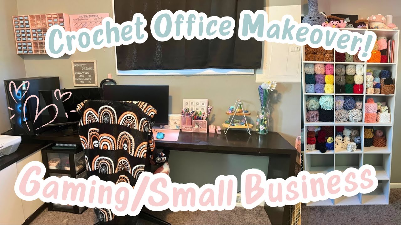 Crochet Office Makeover💗Gaming/Small Business Office - YouTube