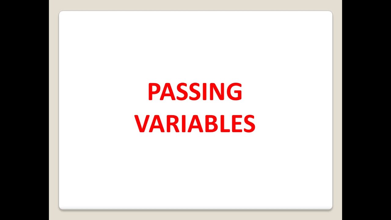 Passing Variables Youtube