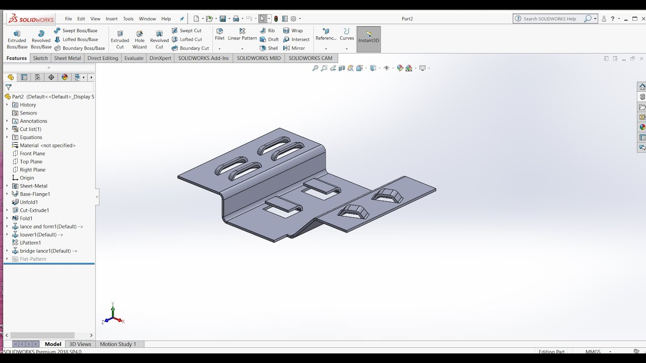 SolidWork Sheet metal forming tool exercise - YouTube