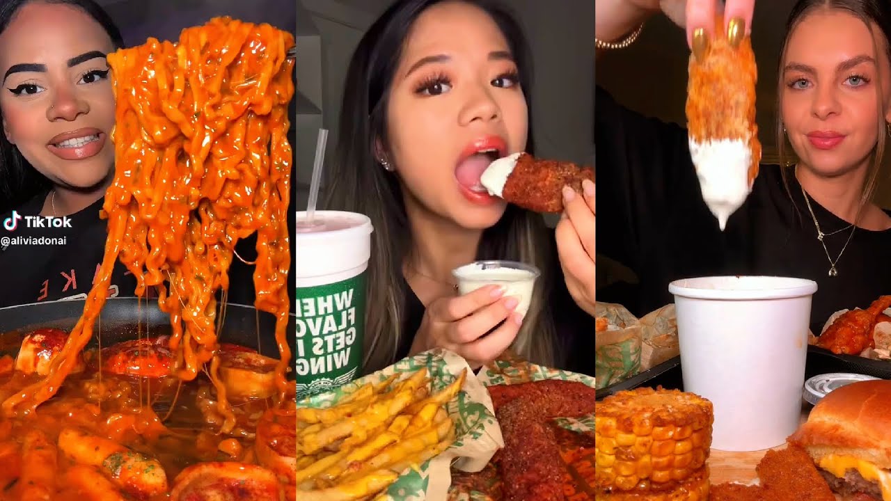 TIKTOK Mukbang Compilation | Buldak, Wingstop, Chili's, In-N-Out ...