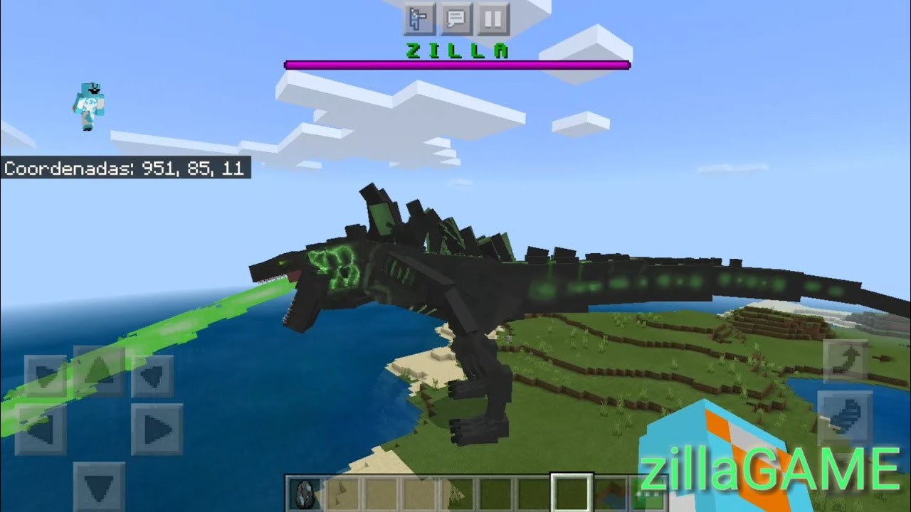 Minecraft pe godzilla 1998 zilla zillark ADDON review - YouTube