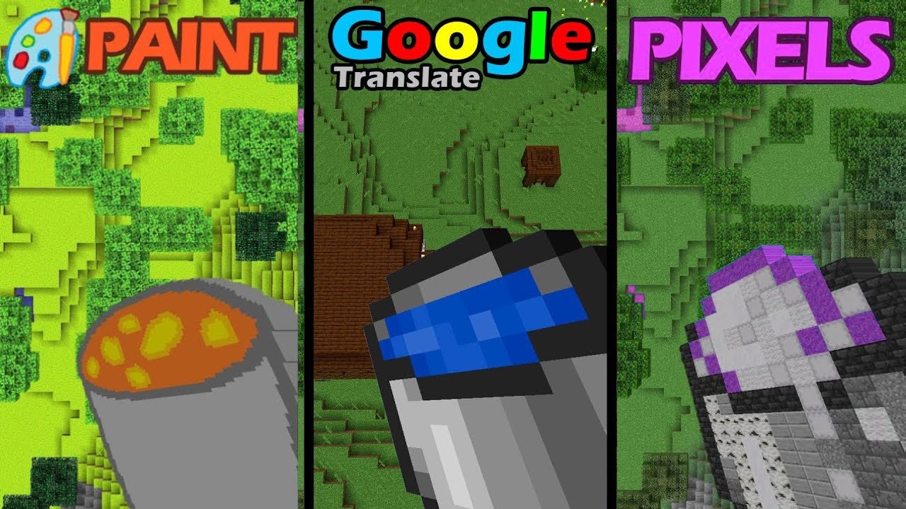 water bucket MLG in paint vs pixels vs google translate - YouTube