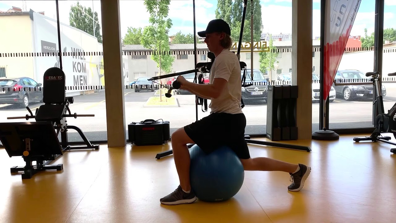 assisted split stance pallof press with rotation - YouTube