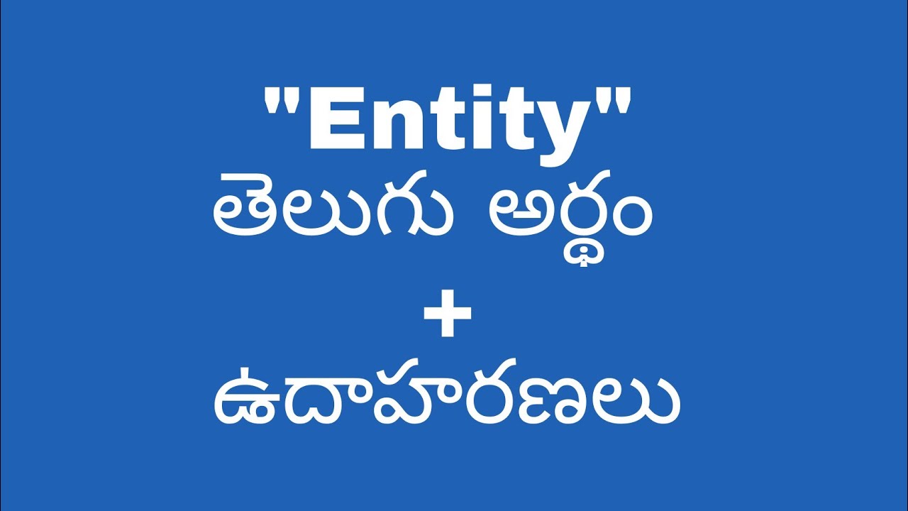Entity Meaning In Telugu With Examples Entity 