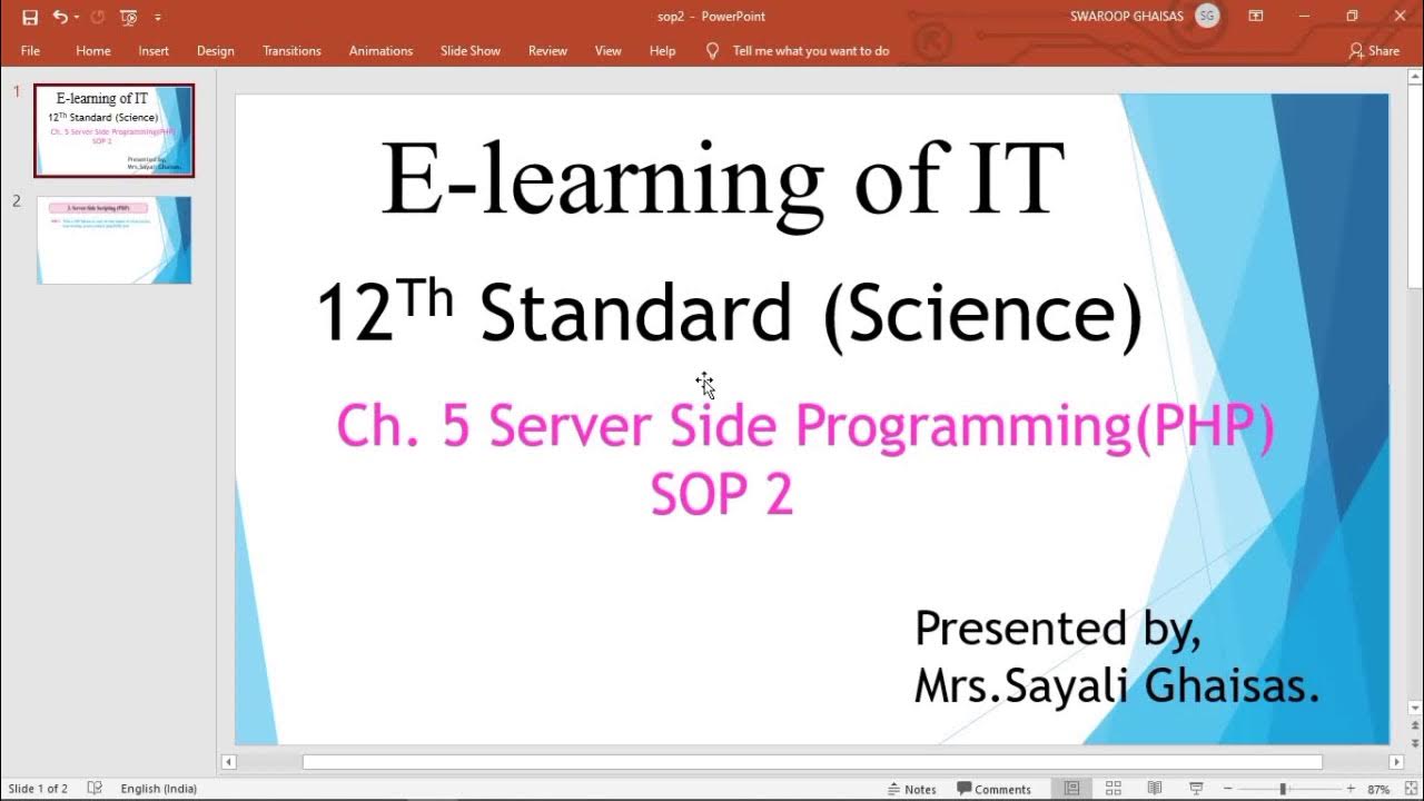 SOP 2# Server side Scripting with PHP # 12th Science - YouTube