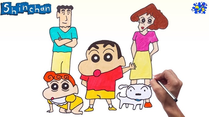 How Kids Can Draw Easy Shin Chan Cartoon Drawing Step By