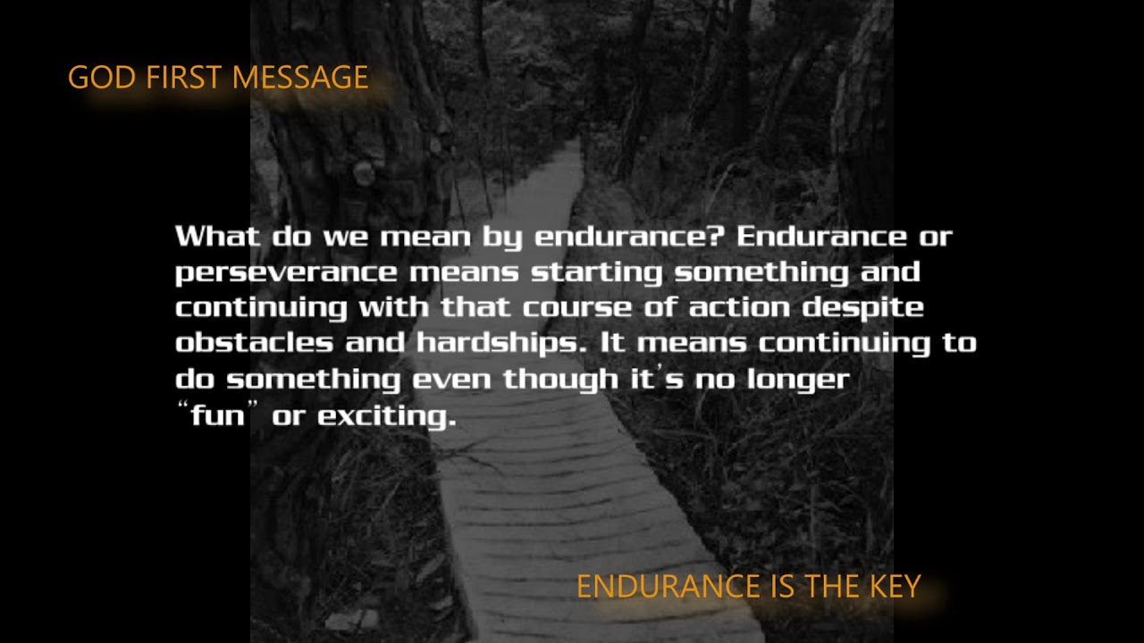 Endurance is the Key - YouTube
