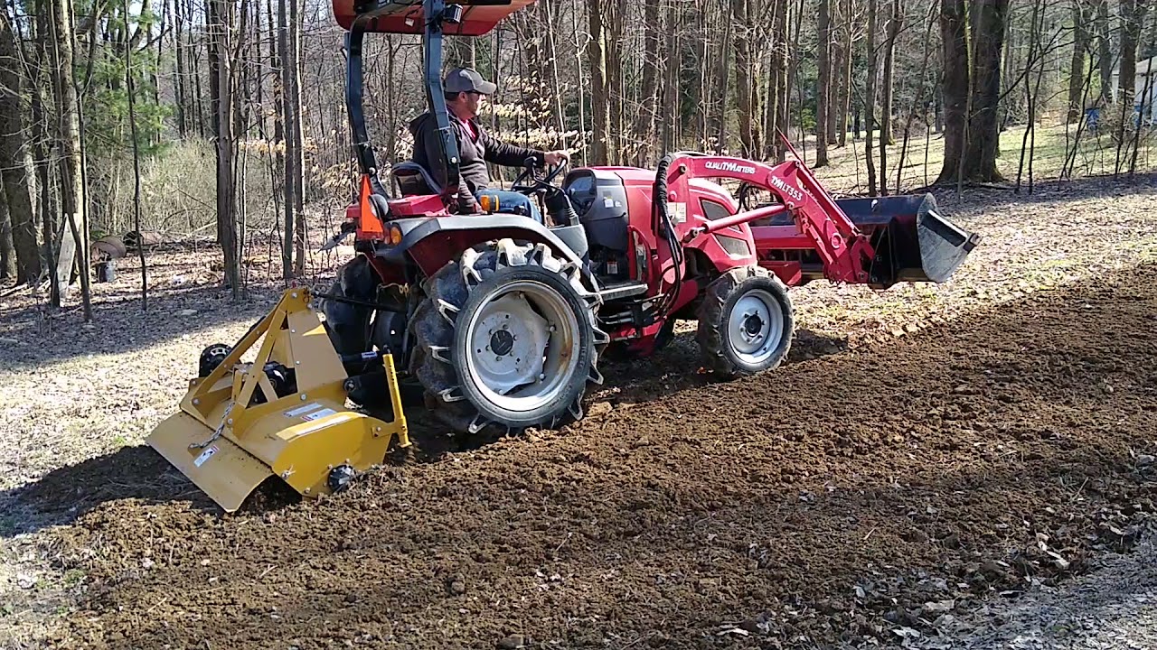 County Line 6' rototiller on 35 hp compact tractor. TYM. - YouTube