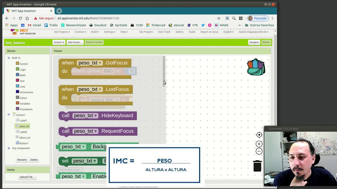 V1.1 - Criando aplicativo básico de IMC com App Inventor - YouTube